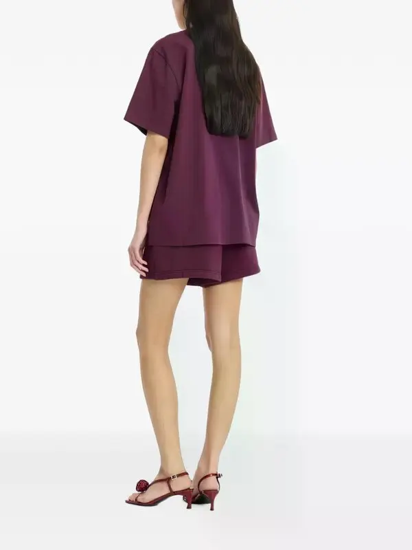 ROTATE BY BIRGER CHRISTENSEN Bordeaux Cotton Crew Neck T-shirt