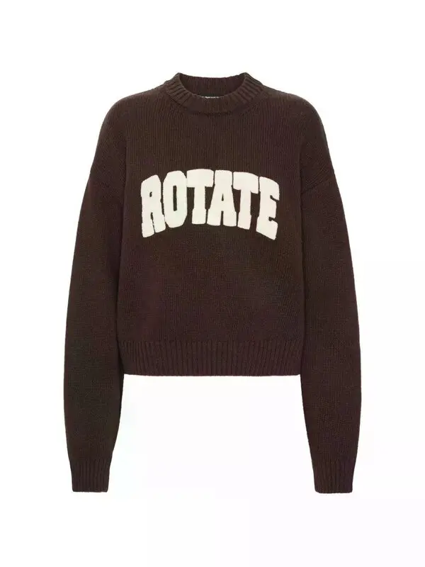 ROTATE BY BIRGER CHRISTENSEN Wool Crew Neck Sweater - Brown