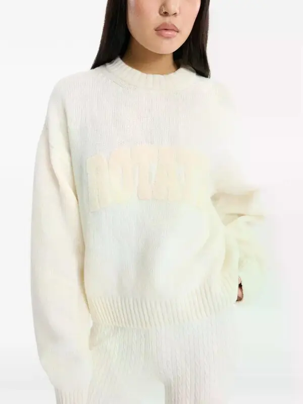 ROTATE BY BIRGER CHRISTENSEN Ribbed Logo Crew Neck Sweater