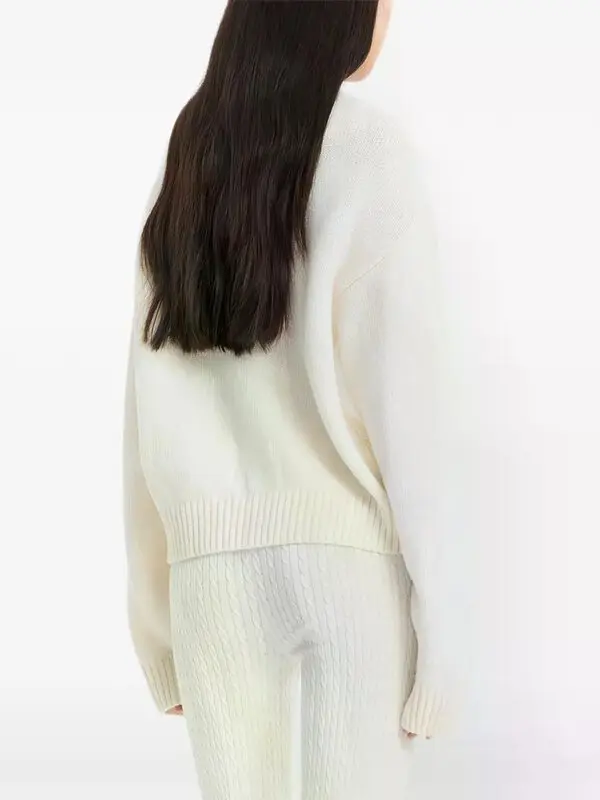 ROTATE BY BIRGER CHRISTENSEN Ribbed Logo Crew Neck Sweater