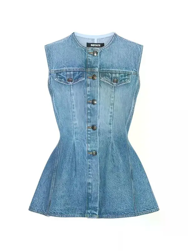 ROTATE BY BIRGER CHRISTENSEN Flared-hem Denim Vest