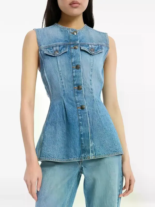 ROTATE BY BIRGER CHRISTENSEN Flared-hem Denim Vest