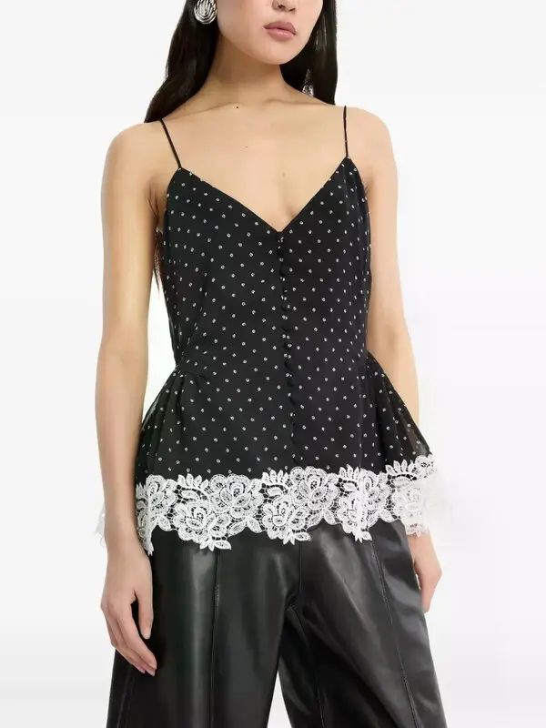 ROTATE BY BIRGER CHRISTENSEN Polka-dot Lace Top - Black