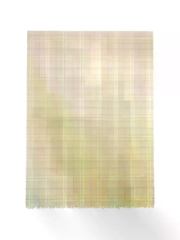 Burberry Wide Embellished Check Wool Silk Blend Scarf - Neutrals