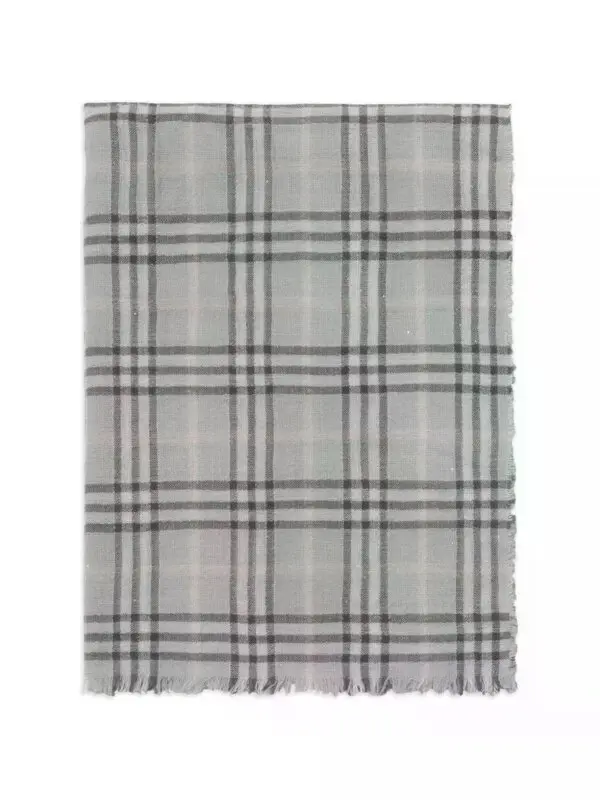 Burberry Wide Embellished Check Wool-silk-blend Scarf