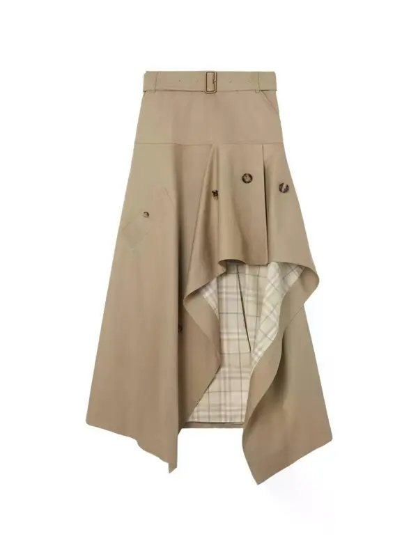 Burberry Asymmetric Gabardine Trench Skirt - Neutrals