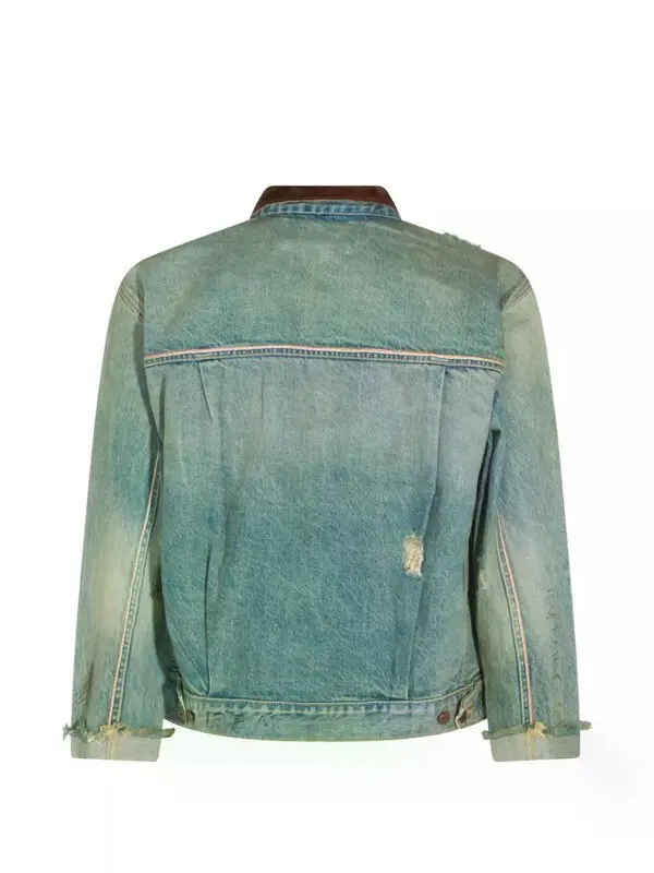PALY Buffalo 66 Distressed Leather-collar Denim Jacket