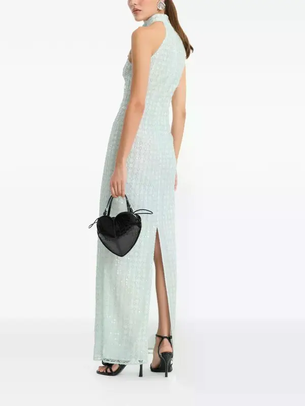 ROTATE BY BIRGER CHRISTENSEN Beaded Halterneck Maxi Dress