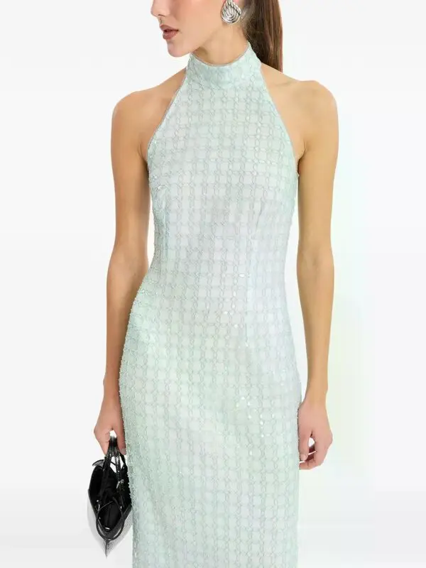 ROTATE BY BIRGER CHRISTENSEN Beaded Halterneck Maxi Dress