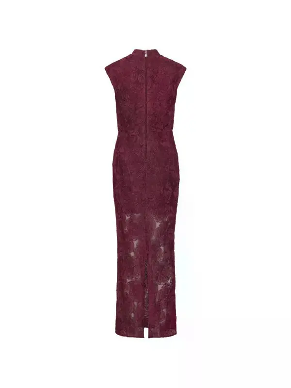 ROTATE BY BIRGER CHRISTENSEN Bordeaux High Neck Sleeveless Maxi Dress