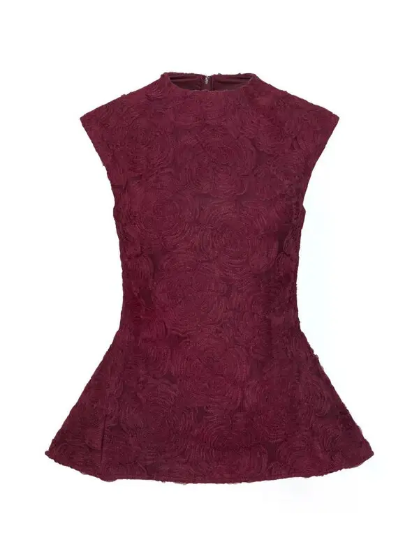 ROTATE BY BIRGER CHRISTENSEN Bordeaux Floral Peplum Top