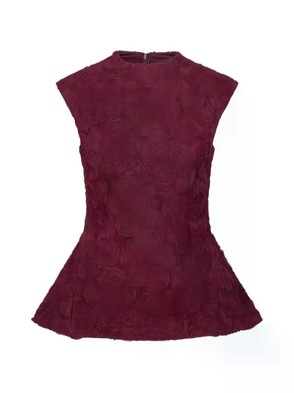 ROTATE BY BIRGER CHRISTENSEN Bordeaux Floral Peplum Top - Red