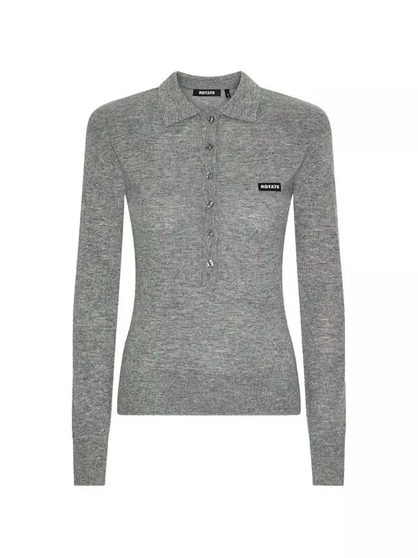 ROTATE BY BIRGER CHRISTENSEN Long-sleeve Polo Top - Grey