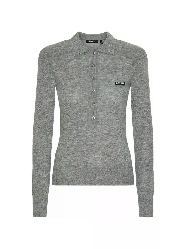 ROTATE BY BIRGER CHRISTENSEN Long-sleeve Polo Top - Grey
