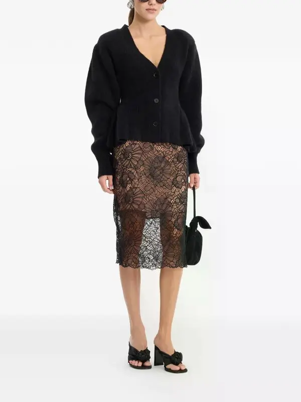 ROTATE BY BIRGER CHRISTENSEN Peplum Hem Cardigan - Black