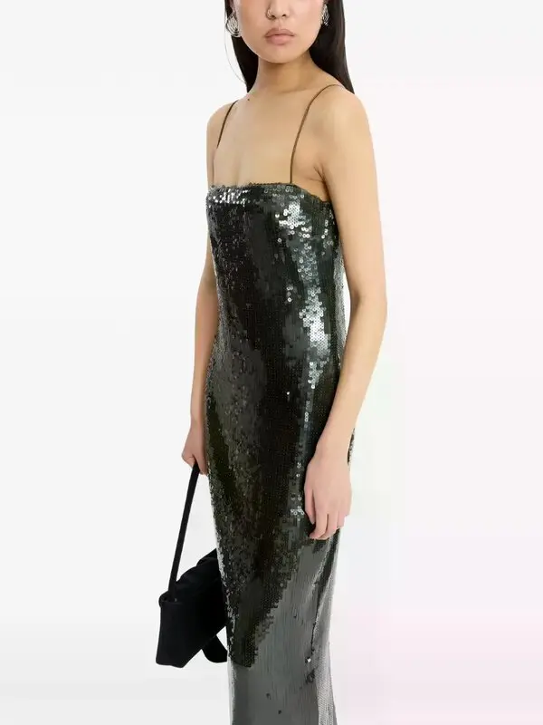 ROTATE BY BIRGER CHRISTENSEN Sequin-embellished Spaghetti Strap Maxi Dress - Green