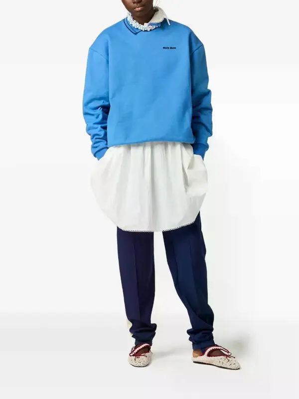 Miu Miu Cotton Fleece Sweatshirt With Contrast Collar