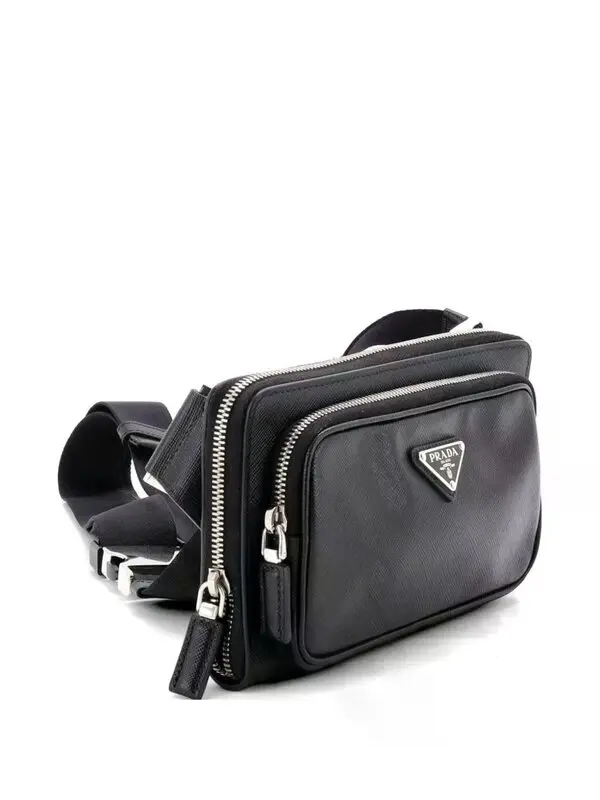 Prada Saffiano Leather Belt Bag With Zip Around Front Pocket