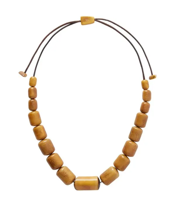 HUNTING SEASON The Column Statement" Beaded Tagua And Leather Necklace - Brown