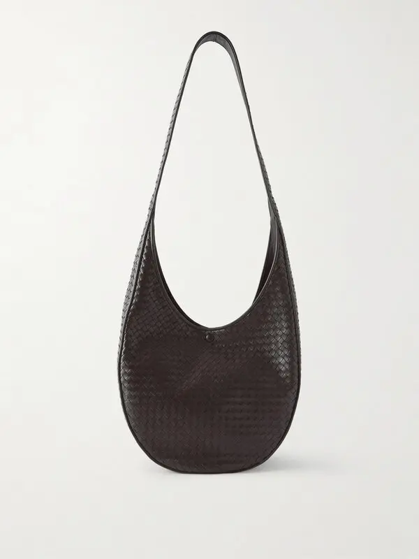 Bottega Veneta Intrecciato Ovetto Leather Shoulder Bag - Brown