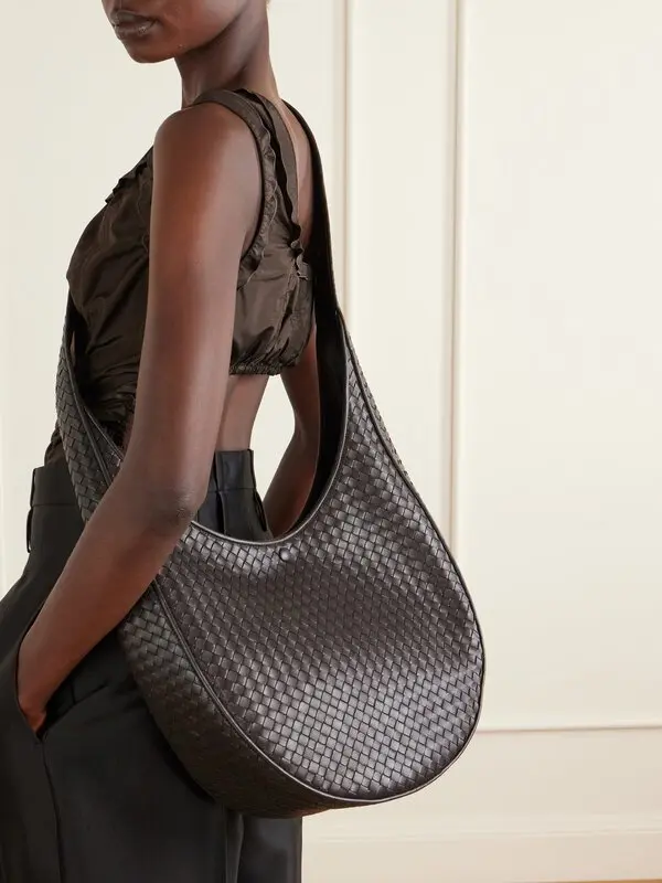 Bottega Veneta Intrecciato Ovetto Leather Shoulder Bag - Brown
