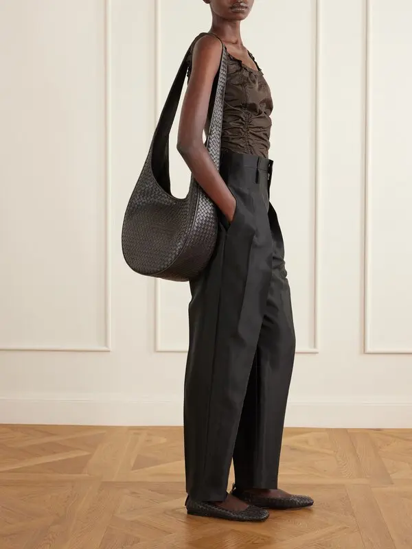 Bottega Veneta Intrecciato Ovetto Leather Shoulder Bag - Brown