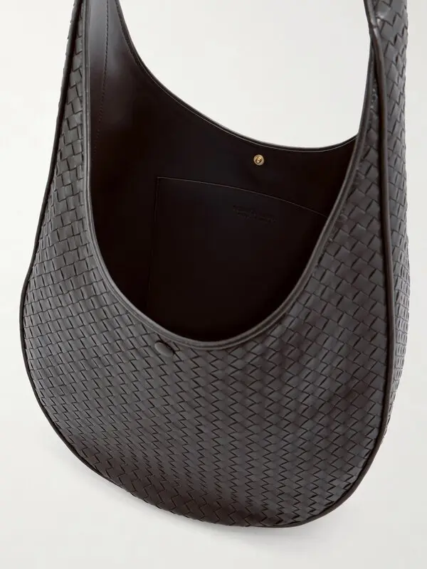 Bottega Veneta Intrecciato Ovetto Leather Shoulder Bag - Brown
