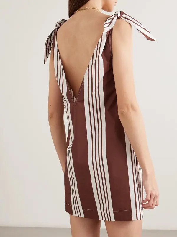 Posse Rosie Striped Cotton Mini Dress - Brown