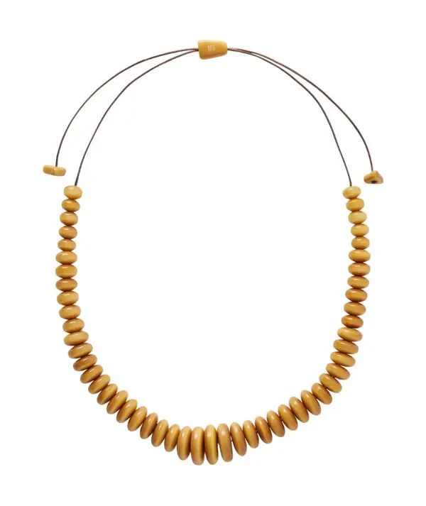 HUNTING SEASON The Loop Beaded Tagua And Leather Necklace - Brown