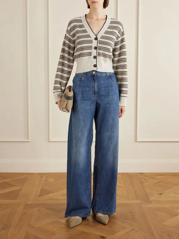 Brunello Cucinelli Striped Cotton-blend Cardigan
