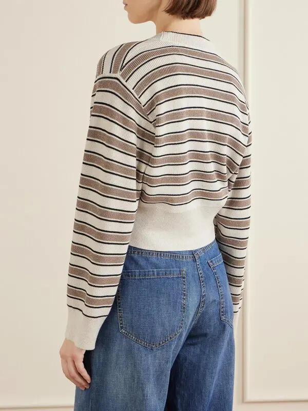 Brunello Cucinelli Striped Cotton-blend Cardigan