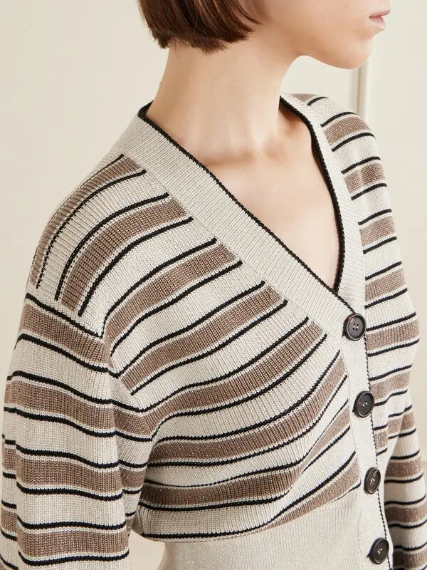 Brunello Cucinelli Striped Cotton-blend Cardigan