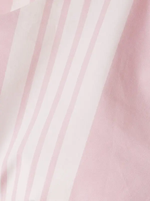 Posse Rosie Cropped One-shoulder Striped Cotton Top With Tie Detail - Pink