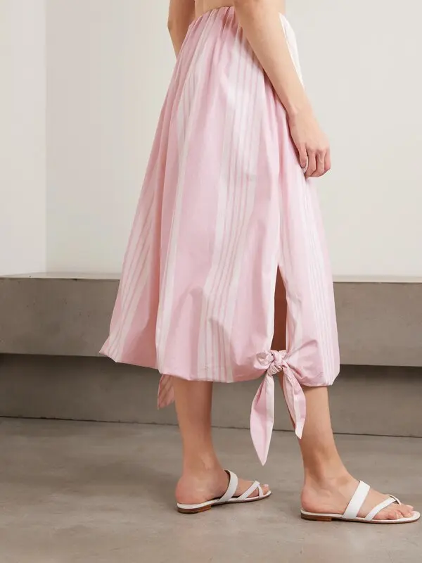 Posse Rosie Striped Cotton Midi Skirt - Pink