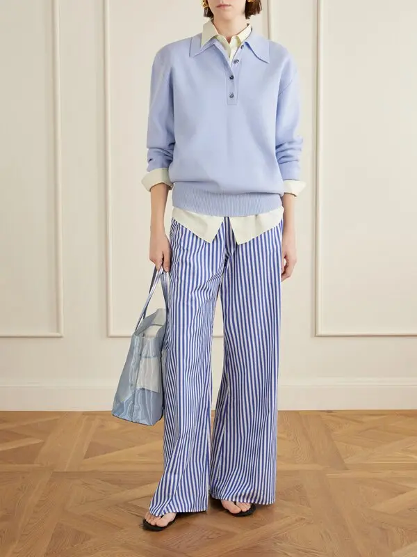 LA LIGNE Striped Cotton Wide-leg Pants