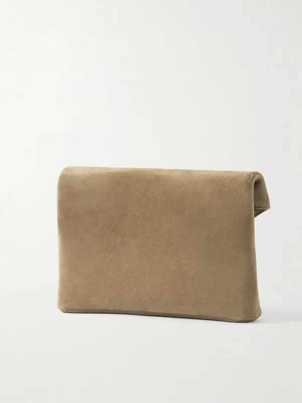 Saint Laurent Cassandre Suede Shoulder Bag - Brown