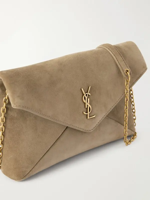 Saint Laurent Cassandre Suede Shoulder Bag - Brown