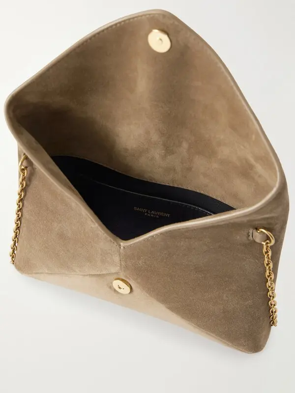 Saint Laurent Cassandre Suede Shoulder Bag - Brown
