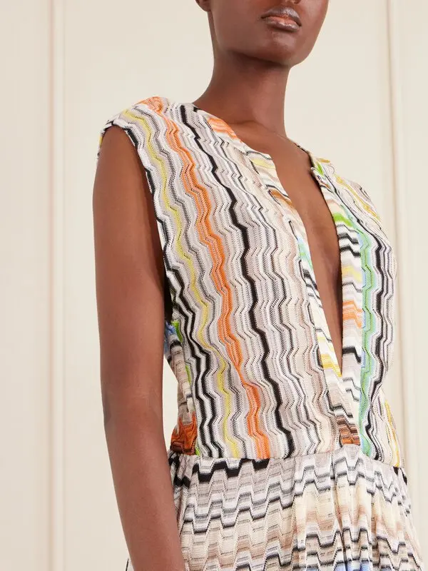 Missoni Pleated Striped Crochet-knit Maxi Dress - Multi