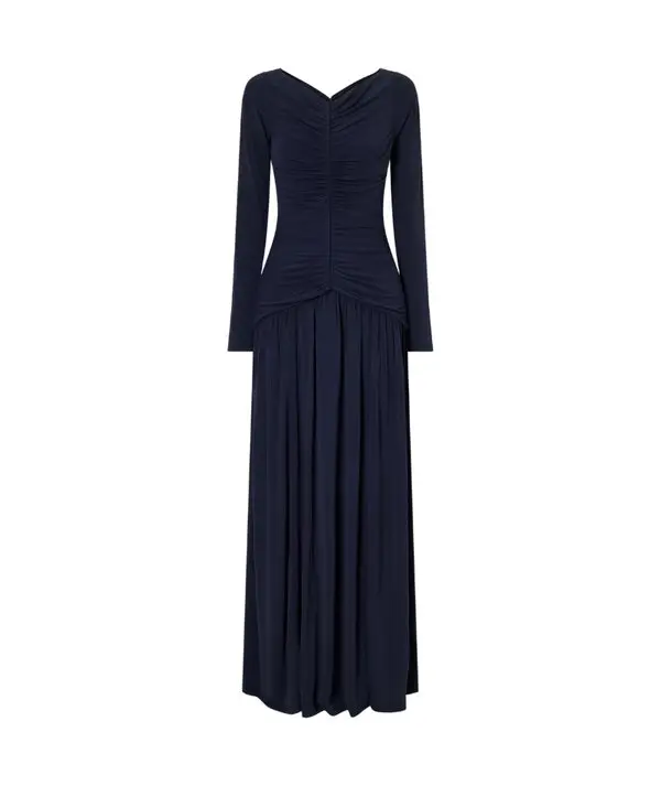 LA LIGNE Ruched Jersey Maxi Dress - Blue