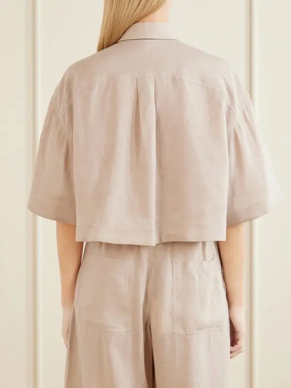 Brunello Cucinelli Cropped Cotton Shirt - Neutrals