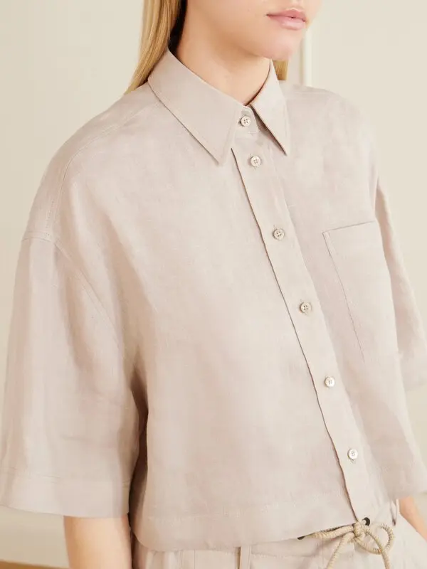 Brunello Cucinelli Cropped Cotton Shirt - Neutrals