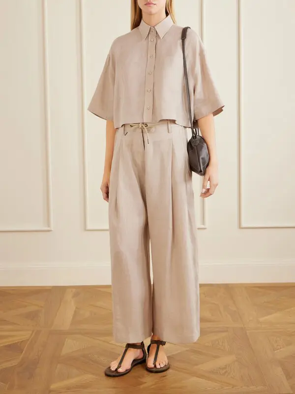 Brunello Cucinelli Cropped Cotton Shirt - Neutrals