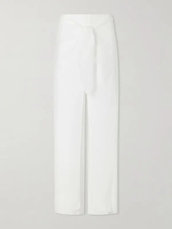 Christopher Esber Porto Tie-detailed Cotton-voile Wide-leg Pants - White