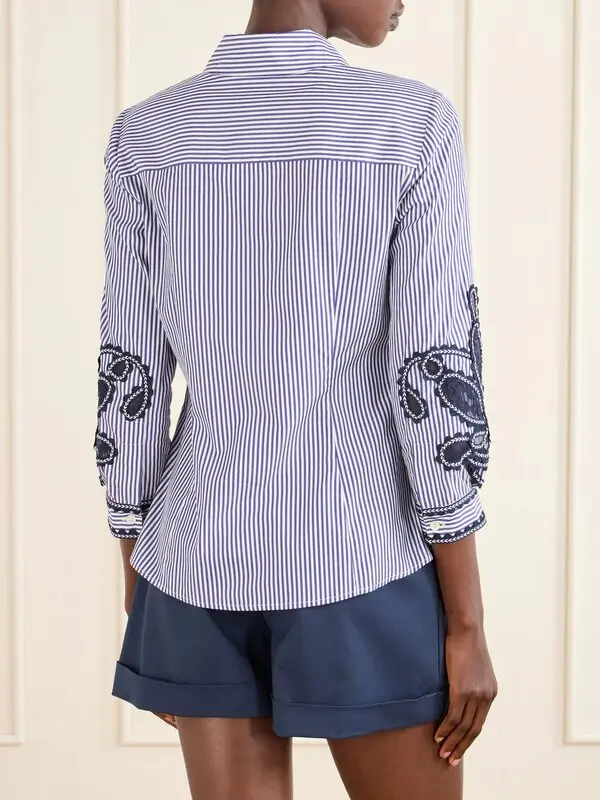 Carolina Herrera Embroidered Striped Cotton-poplin Shirt