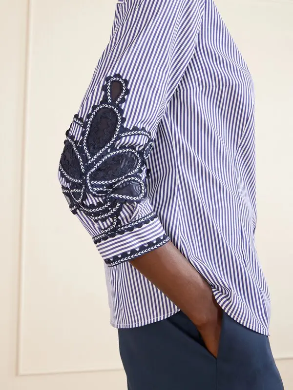 Carolina Herrera Embroidered Striped Cotton-poplin Shirt