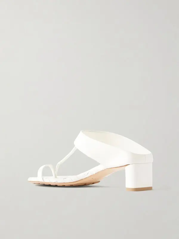 Bottega Veneta Livia Leather Sandals - White