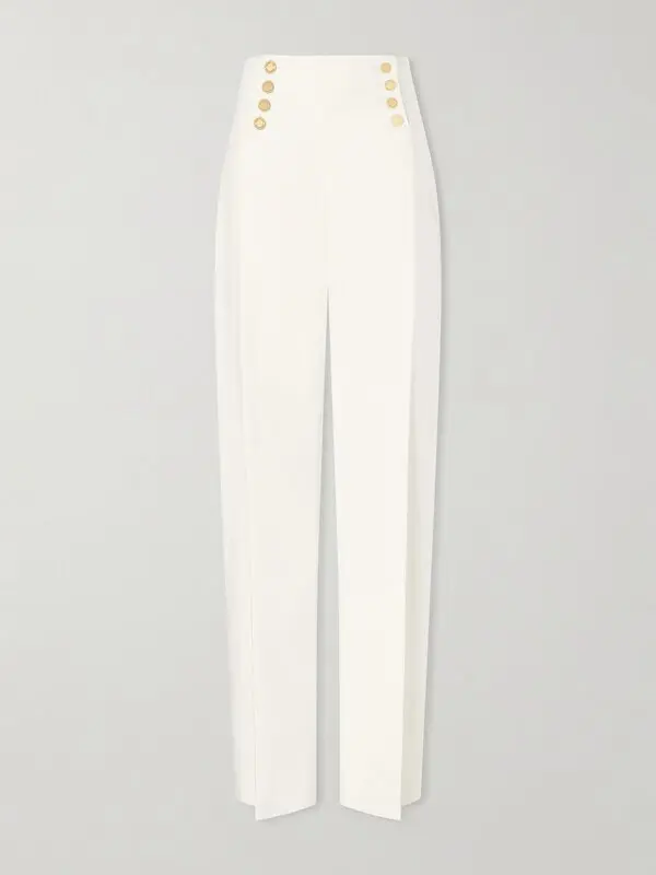 Carolina Herrera Alba Cotton-blend Wide-leg Pants - White