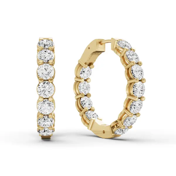 SEREIA OFFICIAL 14k Yellow Diamond Hoop Earrings - Gold