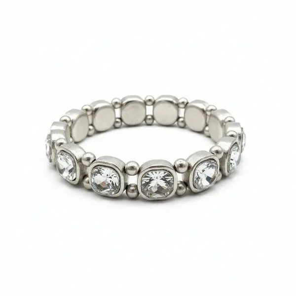 BY VIRGO Lurex Bracelet With Large-cut Crystal Stones - Silver